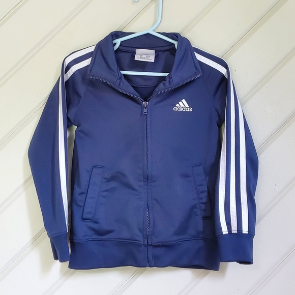 adidas | Jackets & Coats | Adidas Blue Track Jacket Big Logo On Back ...